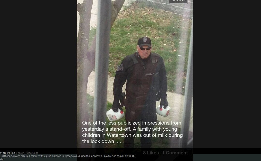 Cop Photo Goes Viral: Boston Cop Delivers Milk in Lockdown | The Epoch ...