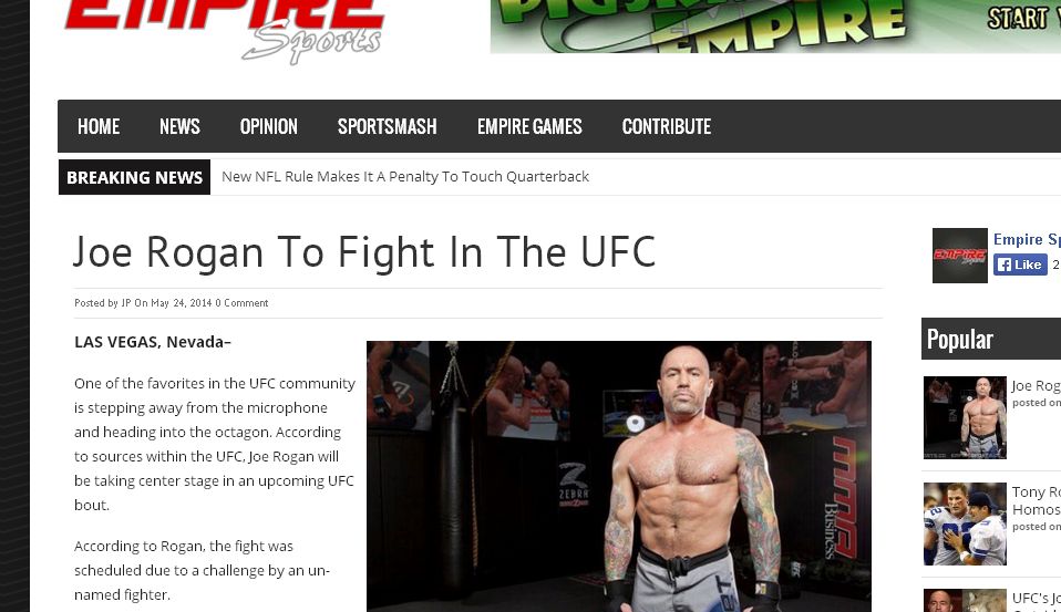 Joe Rogan ‘To Fight in the UFC’ is a Hoax Article | The Epoch Times
