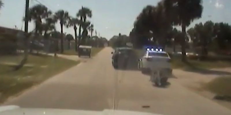 Police Chase Luxury Jaguar SUV Through Neighborhood. Now Watch Its Bumper