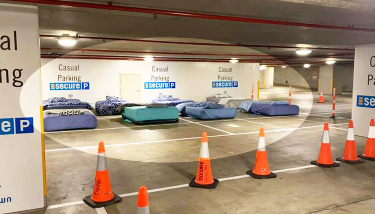 Homeless Sleep on Real Beds in Empty Parking Garage Thanks to Safe ...