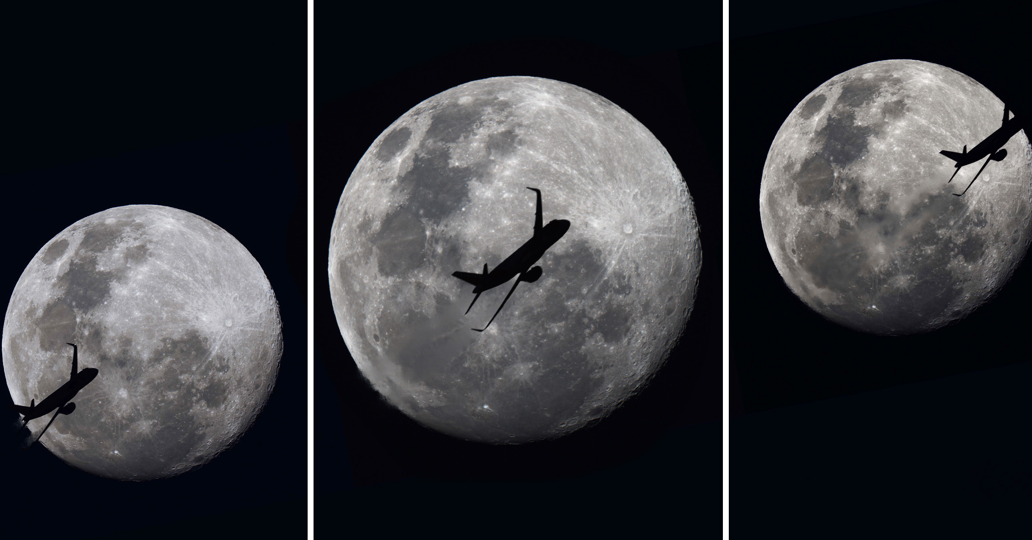 Photographer Shooting Full Moon Accidentally Snaps Passenger Jet Flying ...