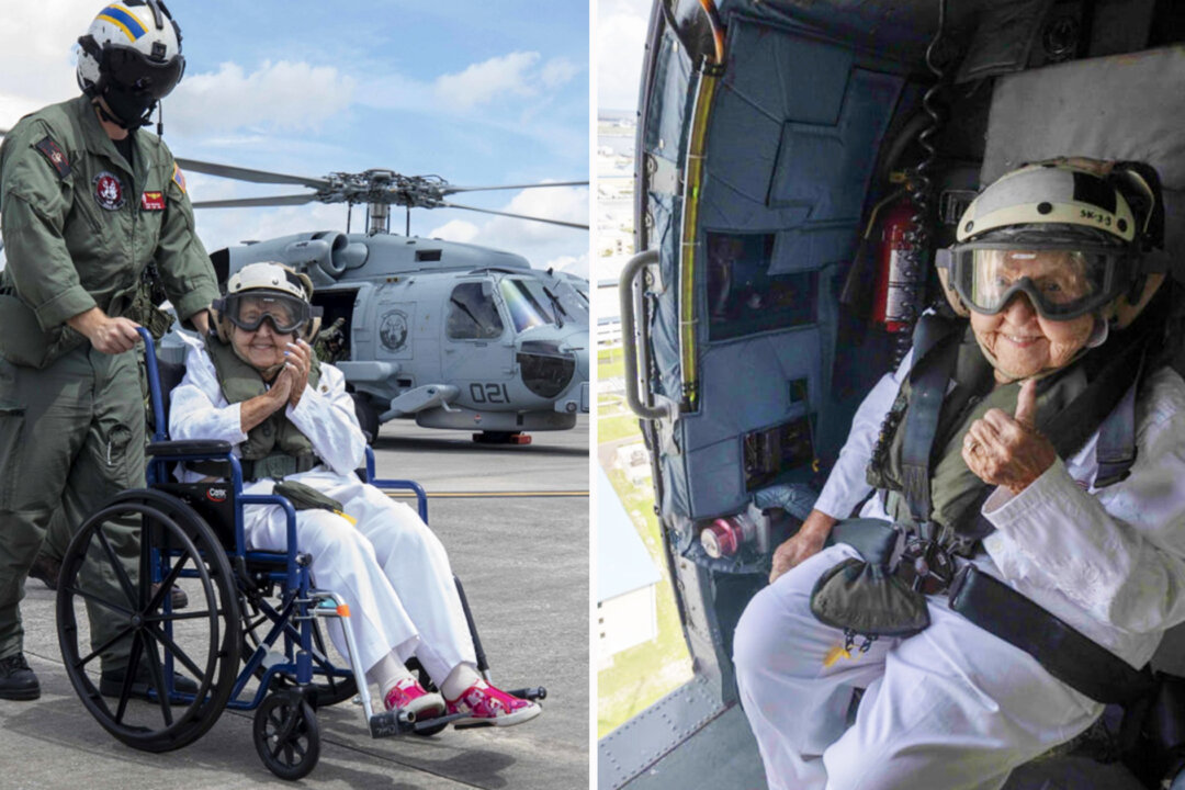 Navy Helps Widow Celebrate 100th Birthday by Flying Her Around Ship ...