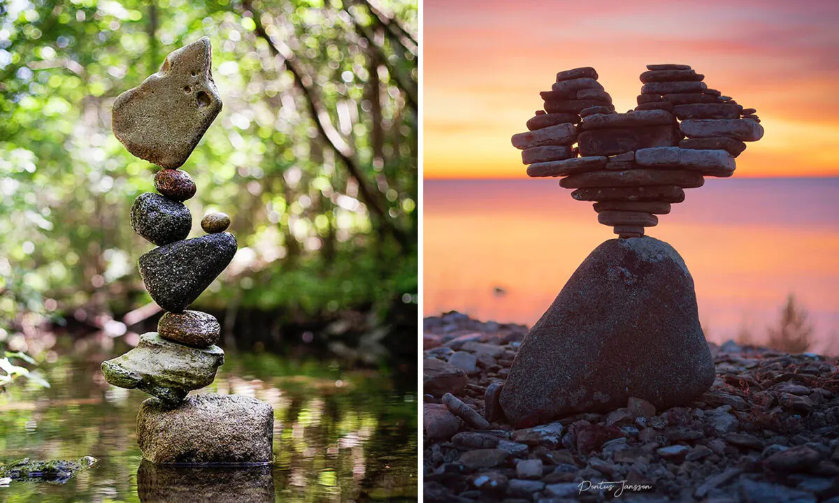Photographer Creates Impossible Rock Balancing Arrangements in Streams ...