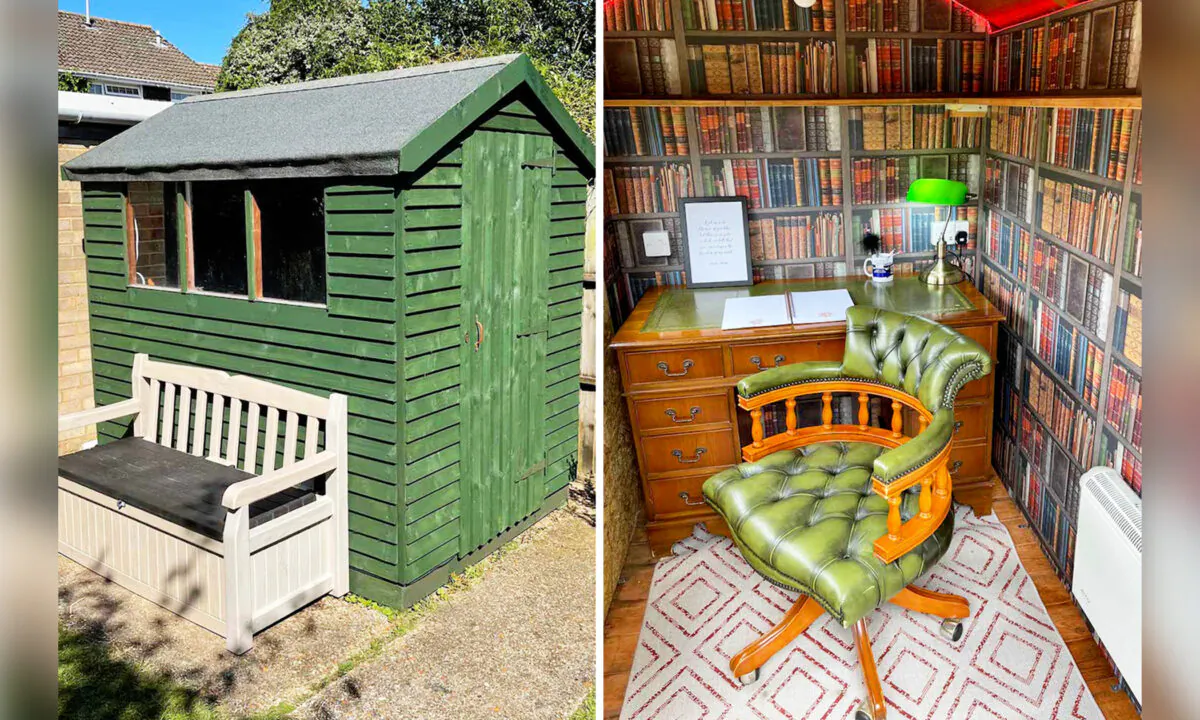 Dad of 2 Transforms Run-Down Garden Shed Into Beautiful Writing Room ...
