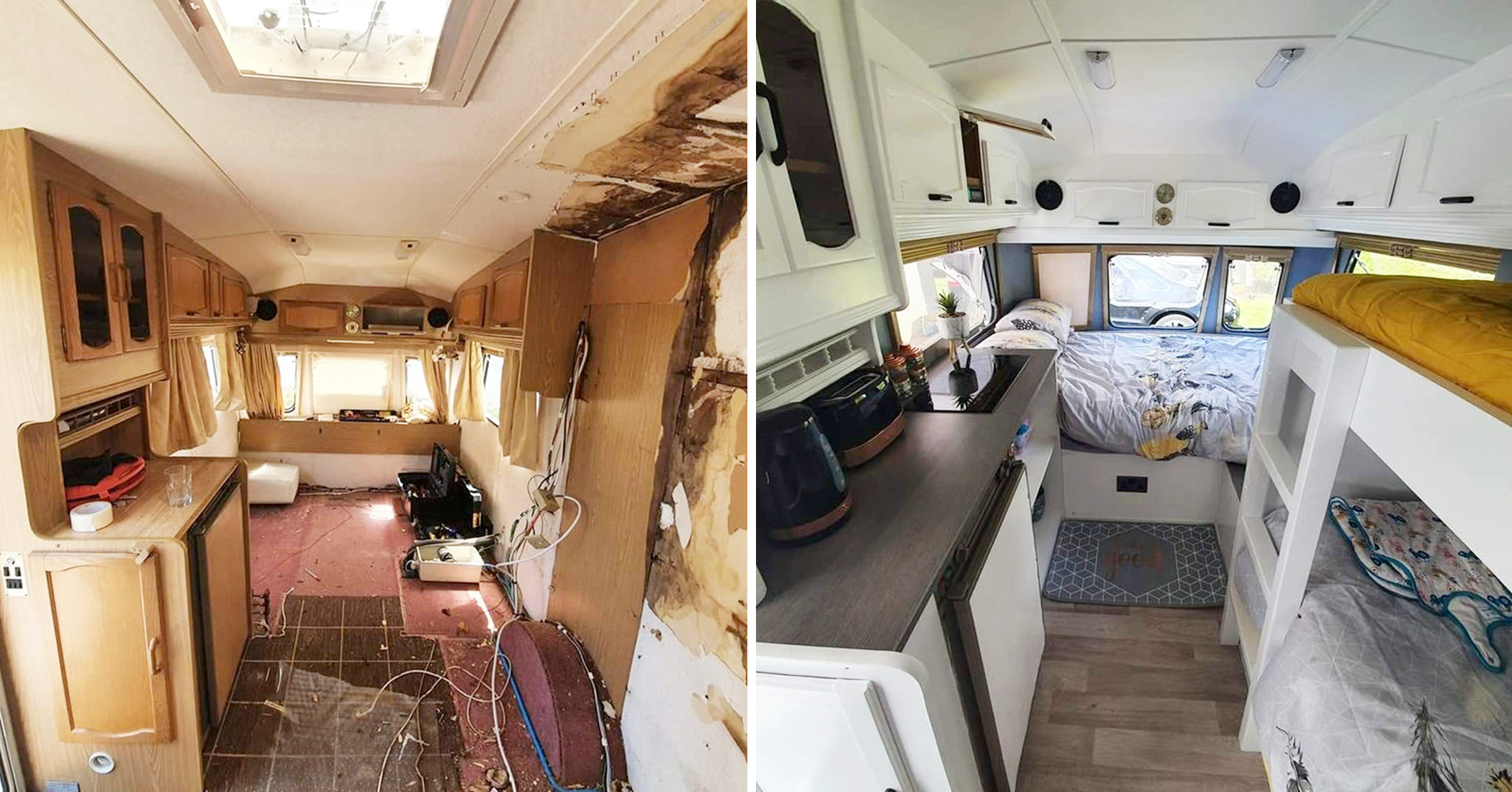 Crafty Dad Transforms an Old, Run-Down Caravan Into a Stylish Space for ...