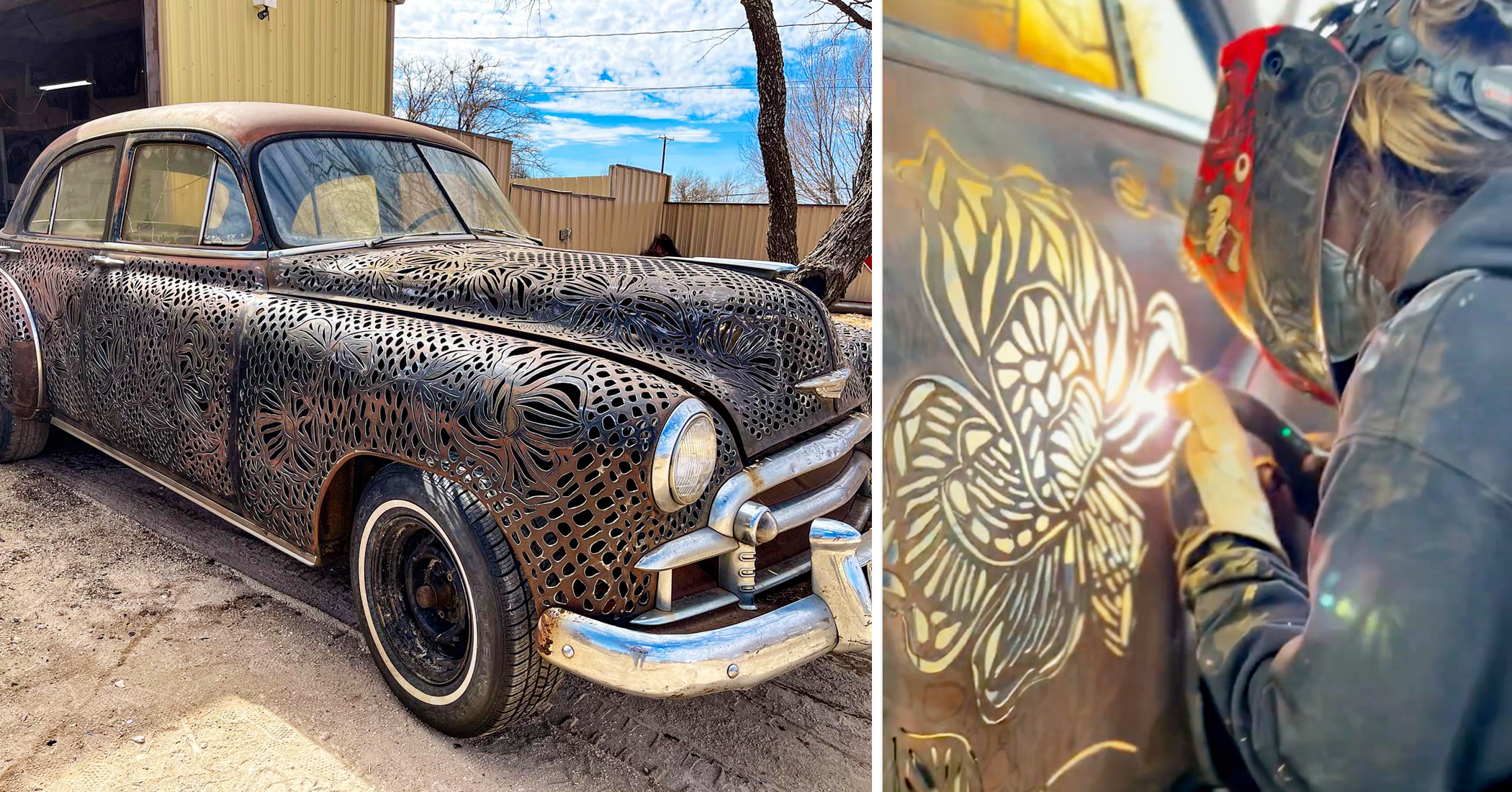 Texas Tack Welder Carves Elaborate Lace Pattern Body for 1950s Chevy to ...