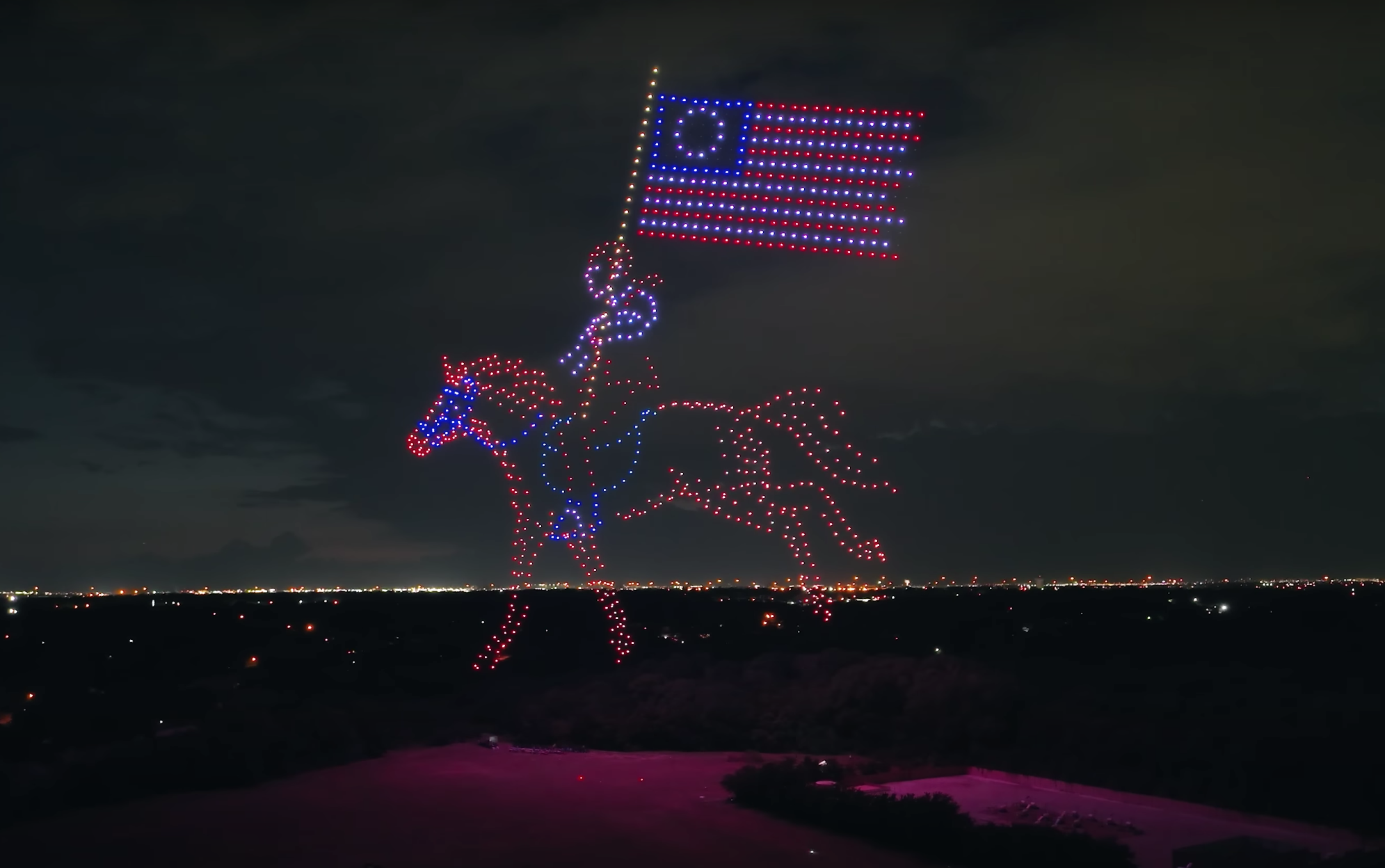 VIDEO: Texans Light Up the Night With Drones, 700-Foot Eagle, Giant ...