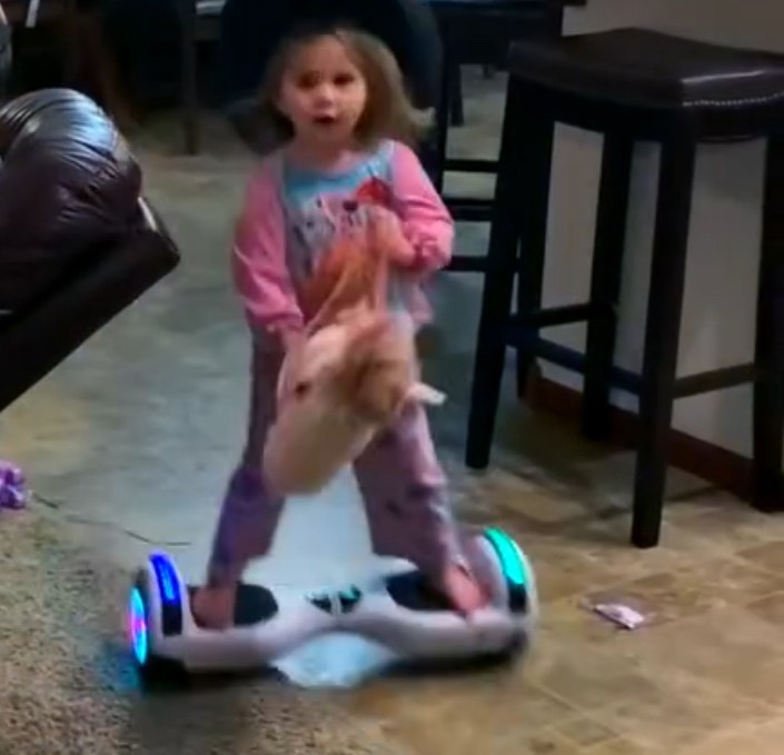 Little Cowgirls Flawlessly Ride Hoverboards in Circles Inside House ...