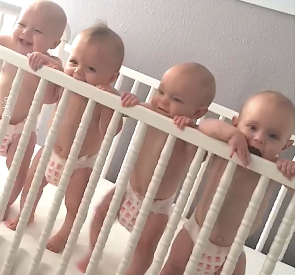 Tickles Are Great: Four Babies Laugh Together in Their Crib | EpochTV