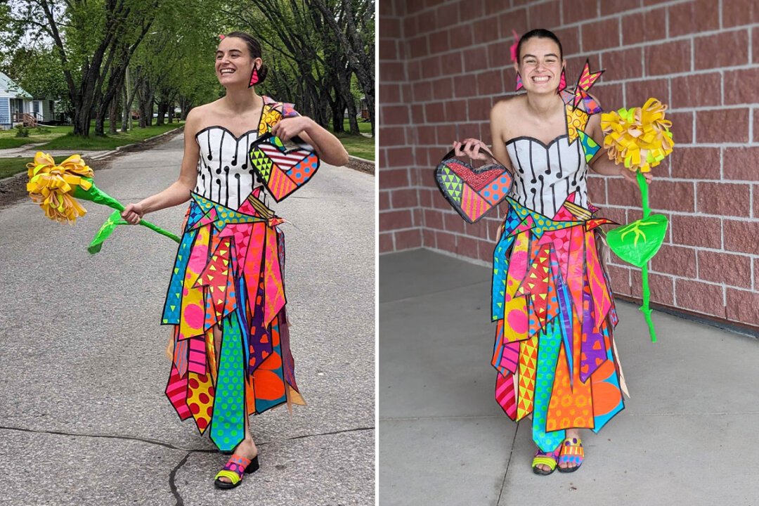 Teen Creates Vibrant, Colorful, and Fun Prom Dress From 13 Rolls of ...