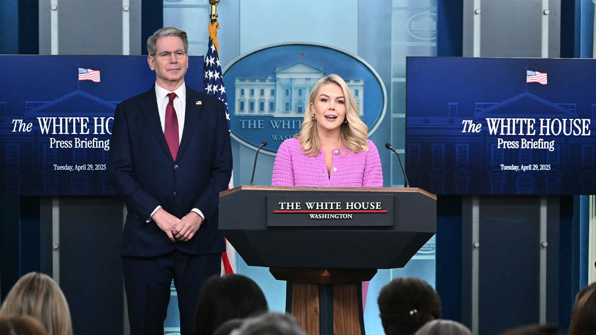 White House Press Secretary Holds Briefing, Joined by Secretary Bessent ...